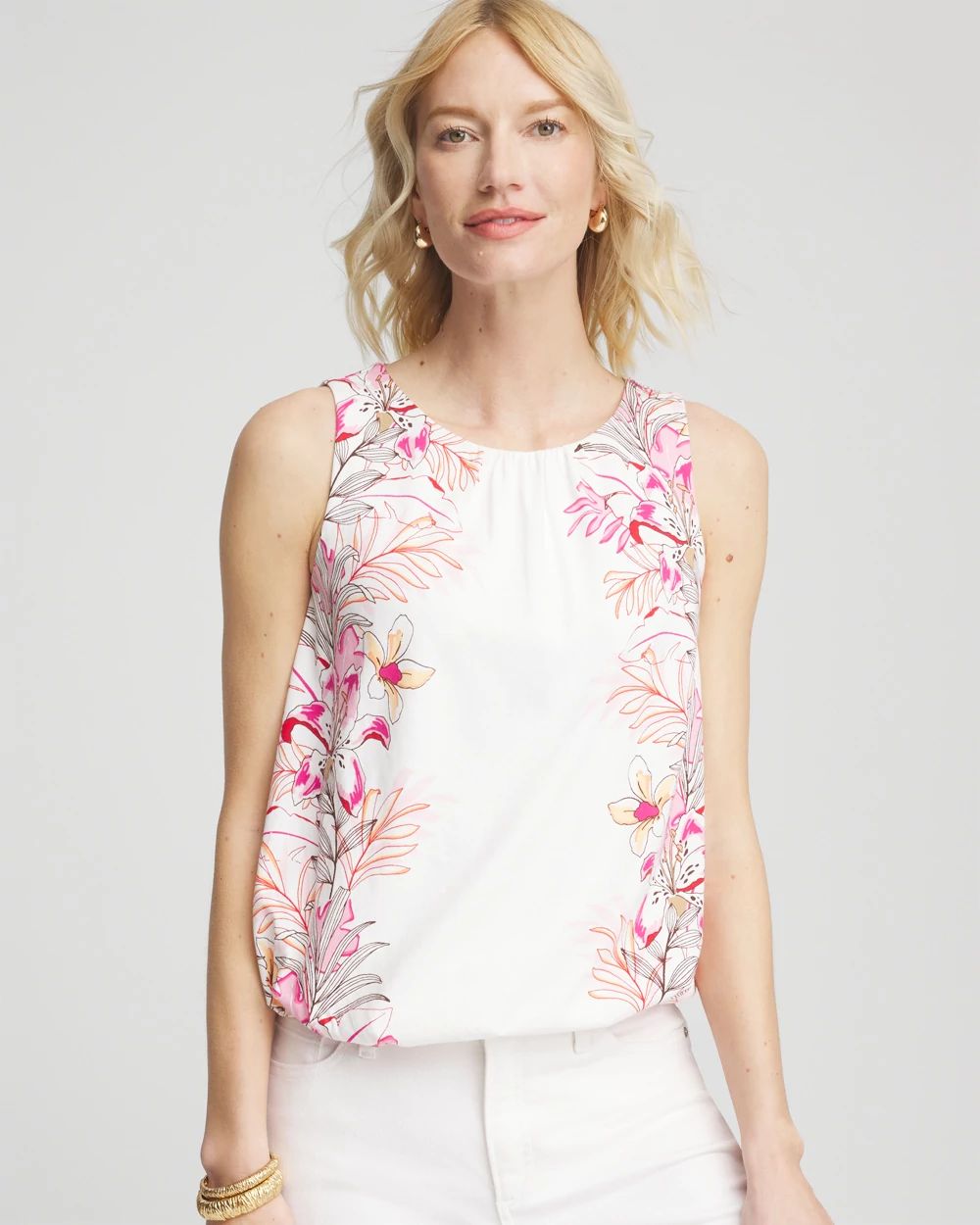 Tropical Floral Bubble Hem Tee | Chico's